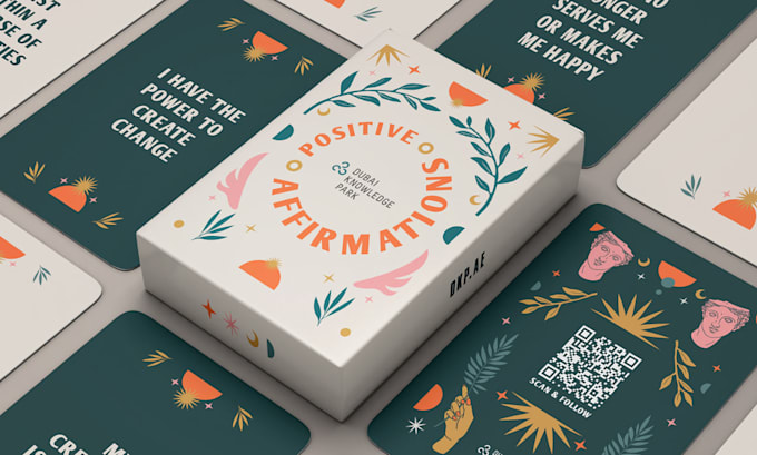 Design affirmation card flashcard motivational conversational card game ...