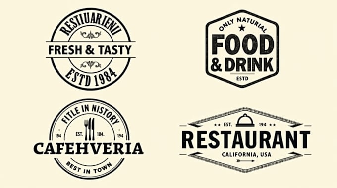 Create amazing restaurant badge set logo design by Jayce_matte | Fiverr
