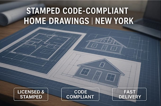 Create stamped code compliant single family home drawings in new york ...