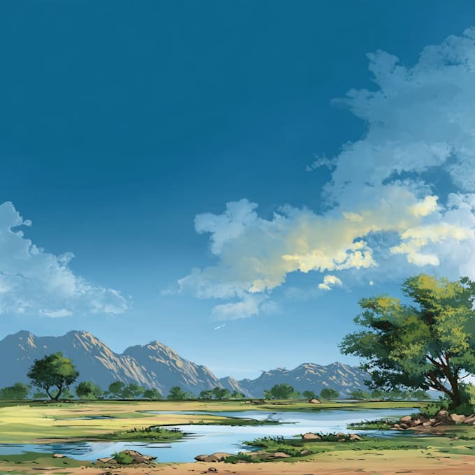 Draw a natural landscape and background illustration by Billyker | Fiverr