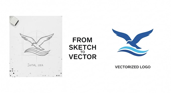Convert raster images to clean vector logo for print and web by ...