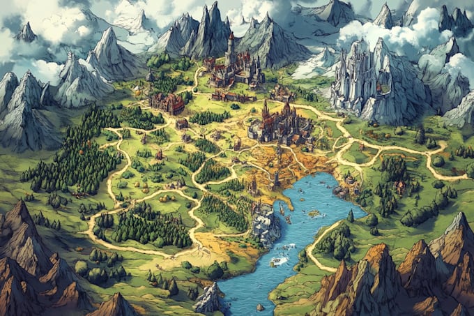 Draw a jaw dropping fantasy or dnd map illustration by Yleighnewsom ...