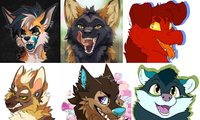 Create a custom furry stickers anthro furry headshot furry pfp for your ...