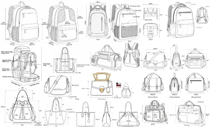 Create a detailed cad drawing with precise dimensions for your bag ...