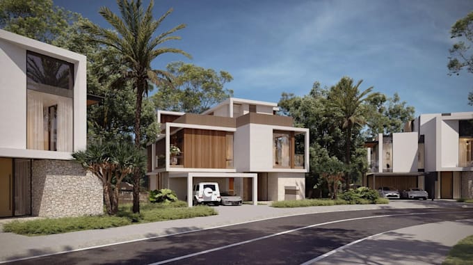 Redesign standalone villa exterior, open plan layout, cgi real estate ...