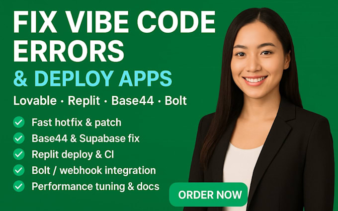 Risolvi errori di vibe code, bug e pulisci le tue app lovable, replit, base44, bolt