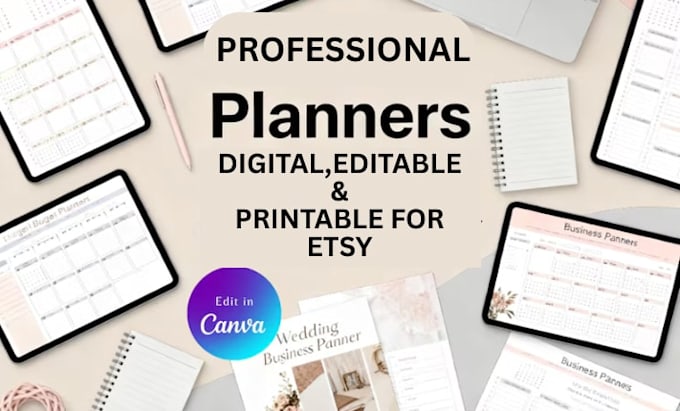 Design editable printable planner, new year workbook, calendar, journal ...