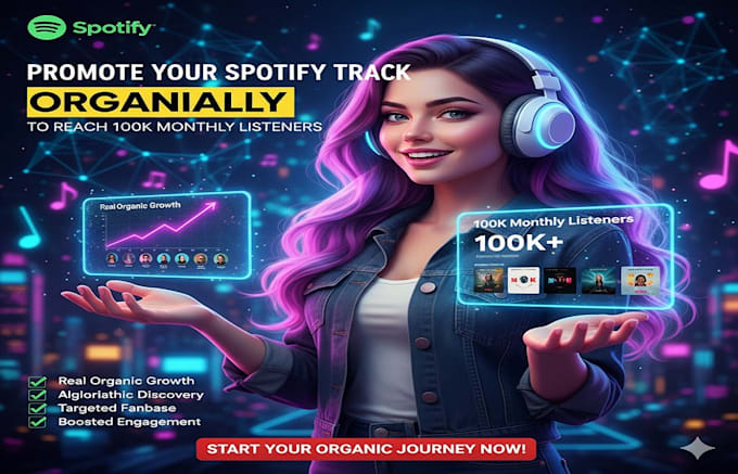 Promote your spotify track organically to reach 100k monthly listeners ...