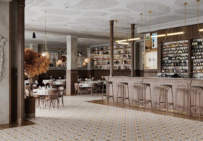 Design 3d industrial and restaurant, cafe, susa restaurant,3d vizualize ...