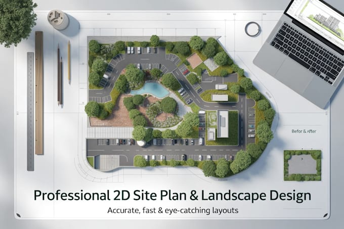 Design 2d landscape site plan, 2d site plan, architect landscape design ...