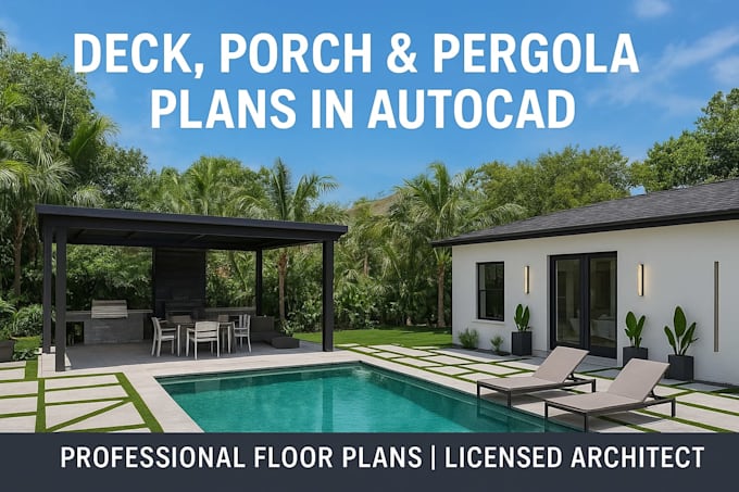 Draw deck sunroom porch and pergola blueprint floor plan in autocad by ...
