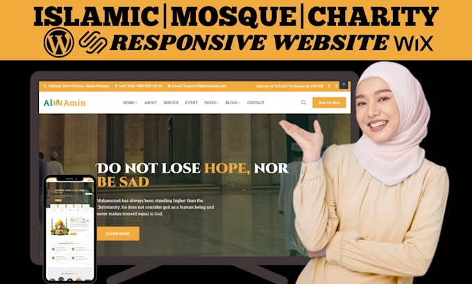 Design islamic website muslim prayer time website mosque website ...