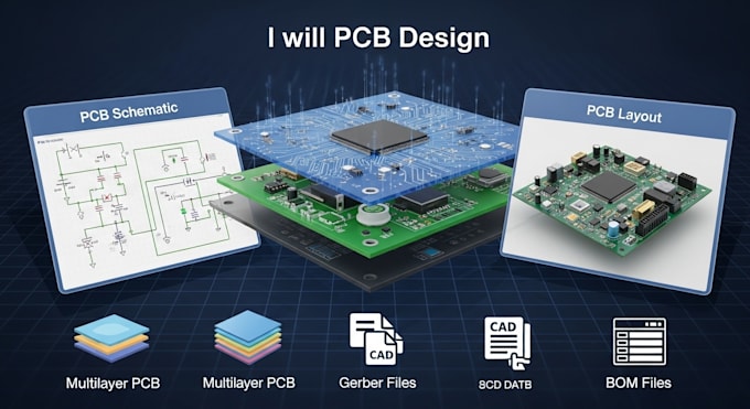 Pcb design, pcb schematic and layout, multilayer pcb, gerber and bom ...