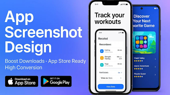 Design professional app screenshot app store, screenshot ios google ...