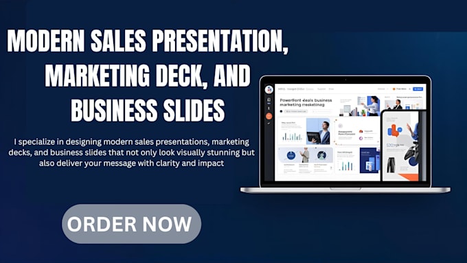 Create modern sales presentation, marketing deck, and business slides ...
