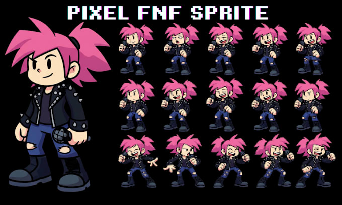 Pixel-art-sprite, animierter fnf-sprite, fnf-mod, sprite-sheet, pixel ...