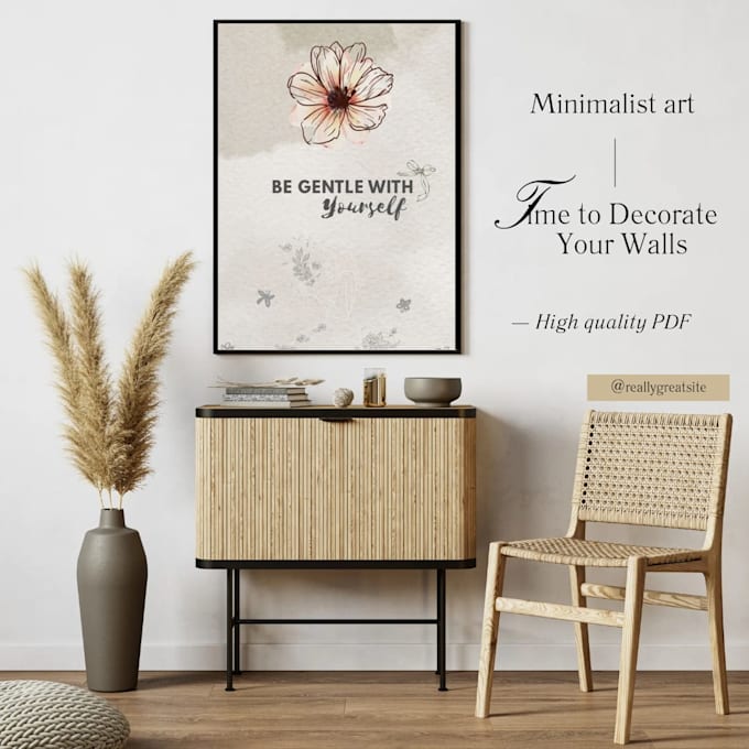 Be gentle with yourself wall art and phone wallpaper by Zaeishere | Fiverr