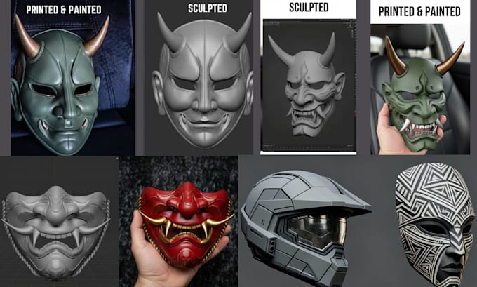 Design 3d print, paint and ship 3d custom mask anime helmet, 3d ...