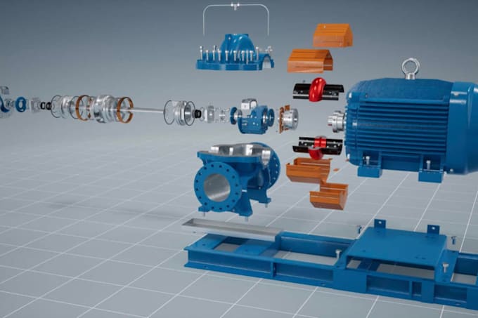 Do realistic 3d machinery engineering and industrial factory process ...