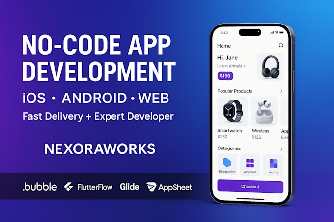 Build a professional no code mobile app for ios and android by Nexora ...