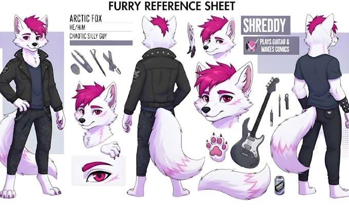 Draw furry art reference sheet furry oc ref sheet fursona character ...