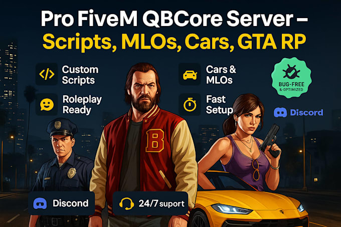 Create modify fivem qbcore server scripts roleplay esx gta rp mlo cars dev by Edson_james11 | Fiverr