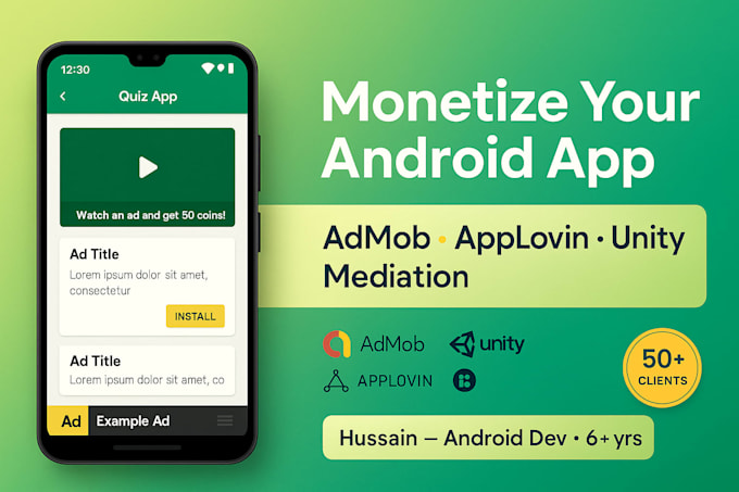 Integrate admob, applovin, unity ads into your android app by Pro ...
