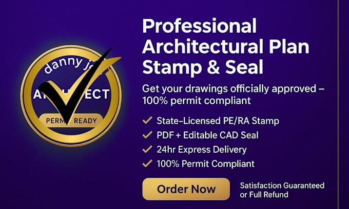 Professional architectural plan stamp and seal for permits by ...