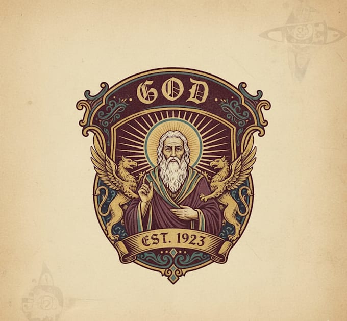 Design a vintage god logo retro spiritual and sacred emblem by Brian ...