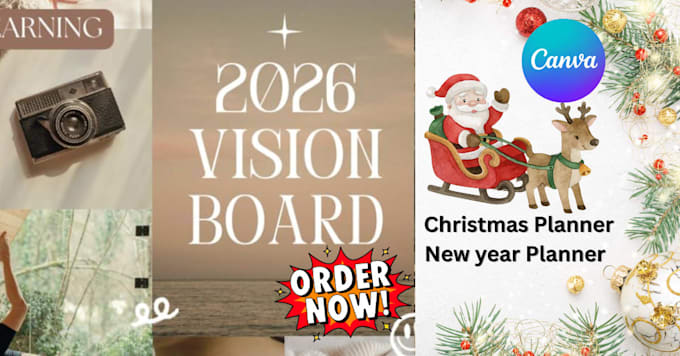 Design your 2026 digital vision board and christmas and new year etsy ...