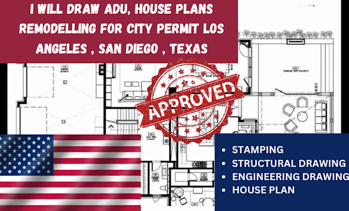 Draw adu, house plans remodelling for city permit in los angeles san ...