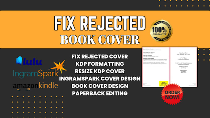 Fix rejected book cover, resize, edit, design for amazon kdp ...