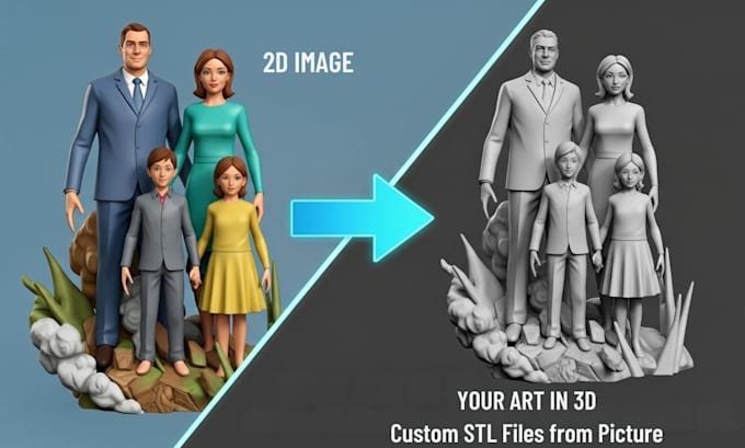 Convert your 2d image picture to 3d print figure action figurine toy ...