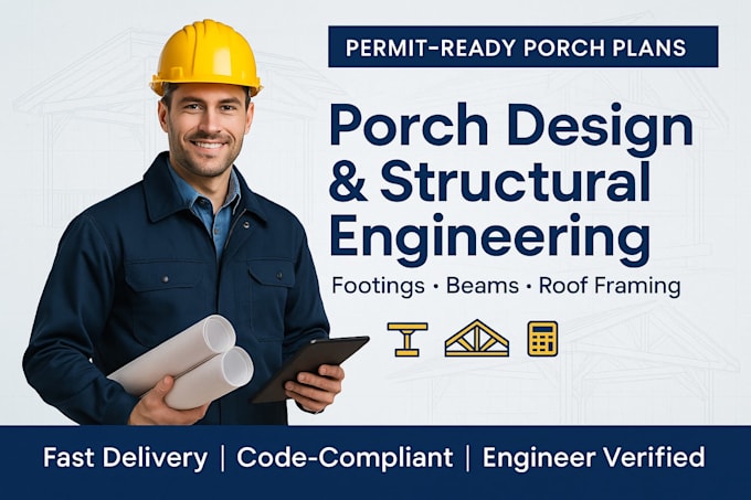 Design porch plans with full structural engineering by Jorge_marks | Fiverr