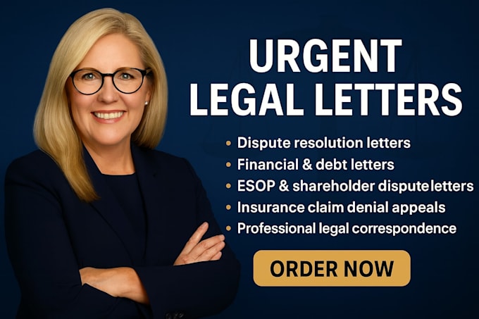 Prepare urgent legal letters for disputes, finances, esop, and ...
