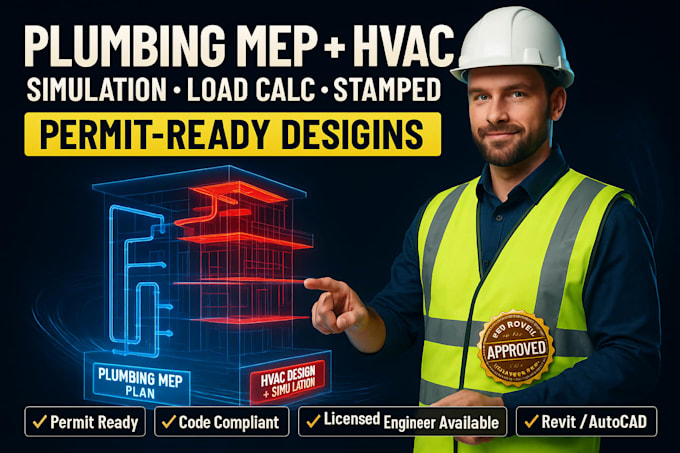 Design plumbing mep plan, hvac layout, stimulation with licensed ...