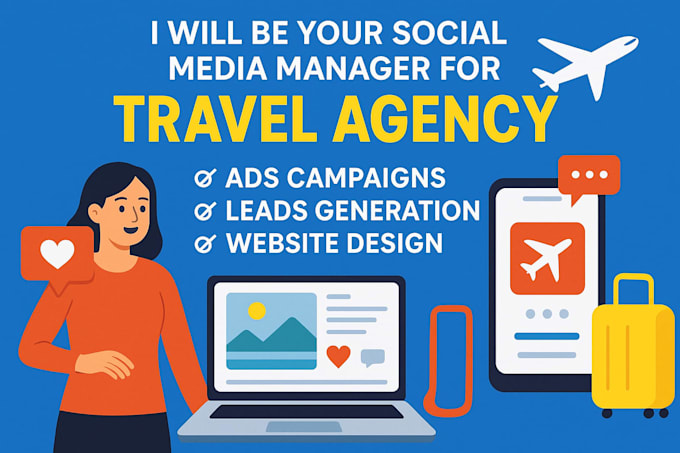 Be your travel agency social media manager for ads, leads generation ...