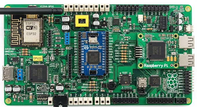 Custom iot pcb layout for esp32 arduino and raspberry pi by Longeoluwa ...