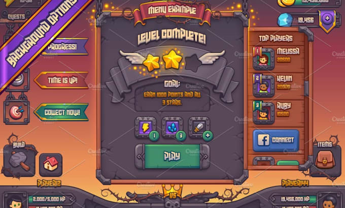 Interactive 2d game ui design for mobile and pc low poly to high ...