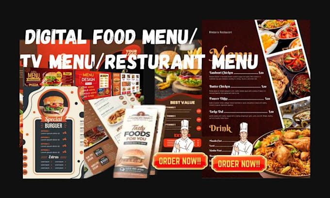 Food menu, restaurant menu, digital menu board and digital screen menu ...