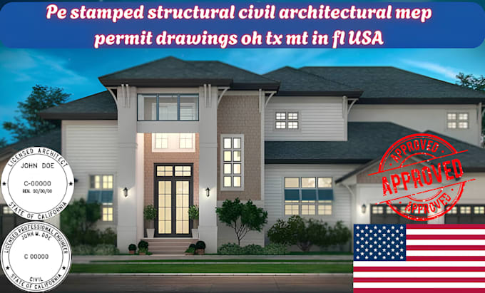 Pe stamped structural civil architectural mep permit drawings oh tx mt ...