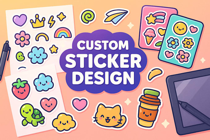 Design adorable cartoon stickers, doodle stickers and custom sticker ...