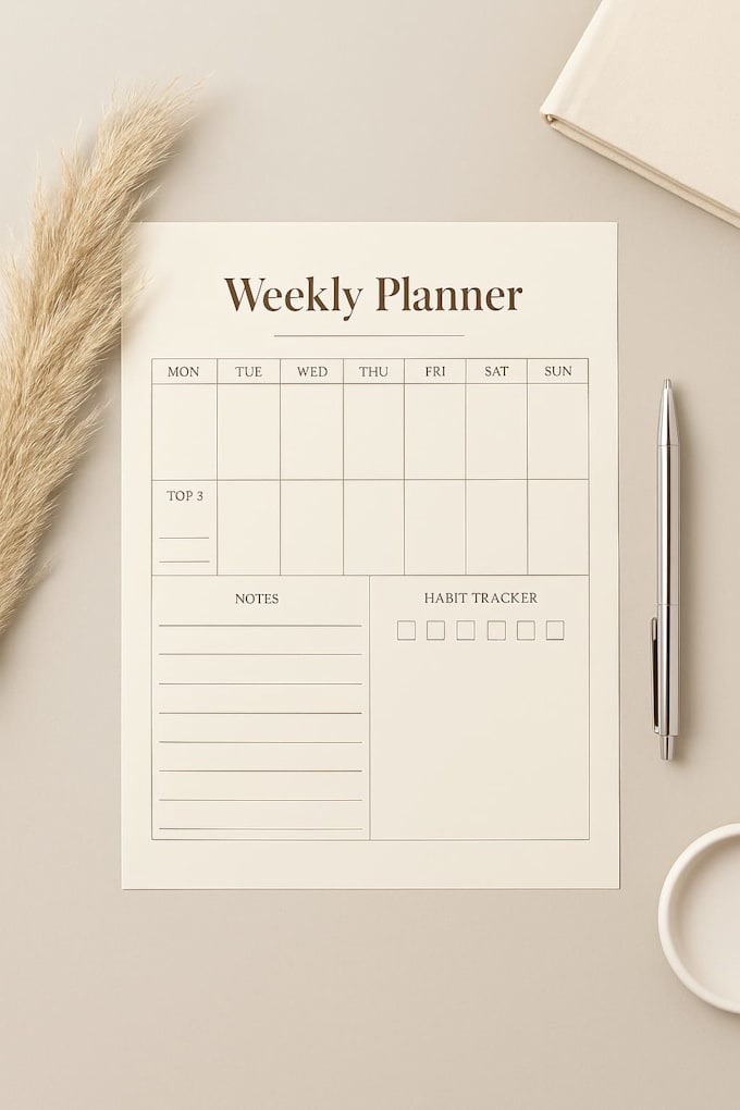Design a clean modern weekly planner printable for you by Krishnanand9 ...