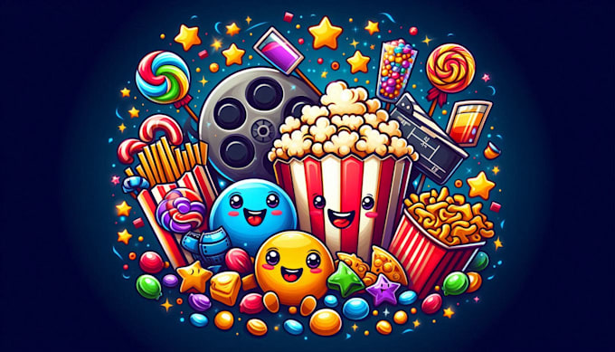 Make movie theater mascots snacks logo for you with new concept by ...