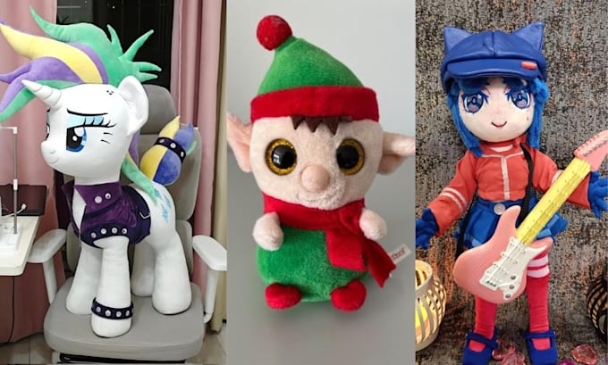 Create custom handmade plush toy, crochet kawaii plushie oc pet mascot ...