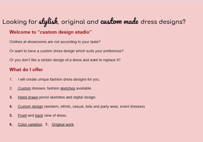 Design stylish original and custom dress that will suit your preference ...