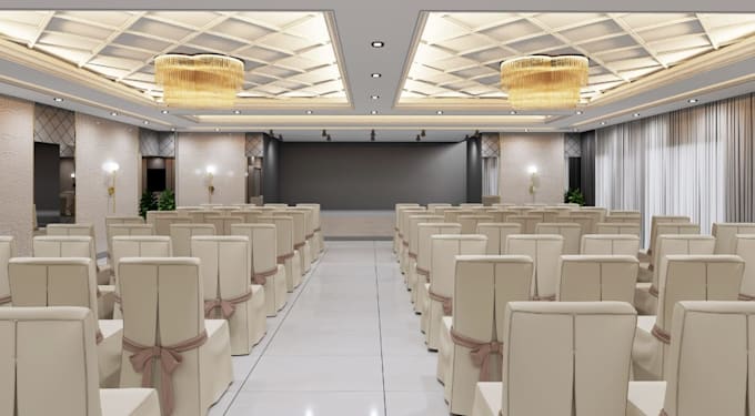 Design 3d event hall, wedding hall interior, banquet hall with ...