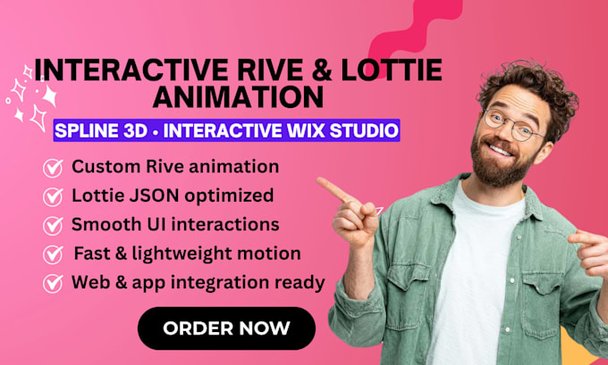Create an interactive rive animation, lottie animation for website, app ...