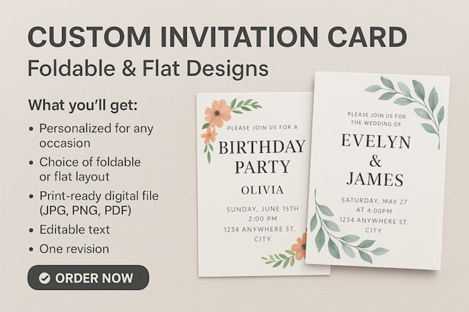 Custom invitation card design foldable or standard layout by Mehjabin ...