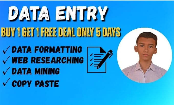Special 5 day data entry offer get 1 extra task free by Hk_createx | Fiverr
